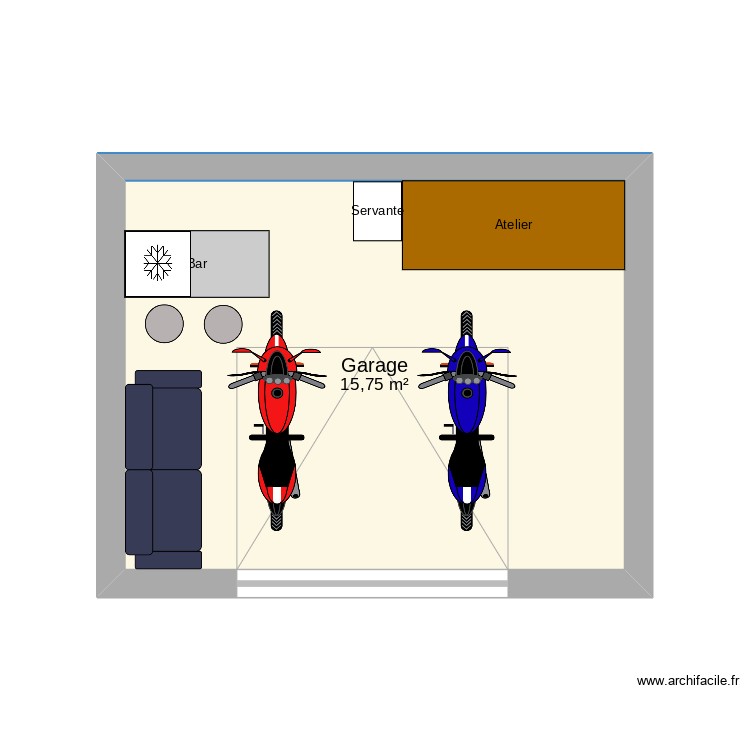 Garage moto - Plan 1 pièce 16 m2 dessiné par trucchouette
