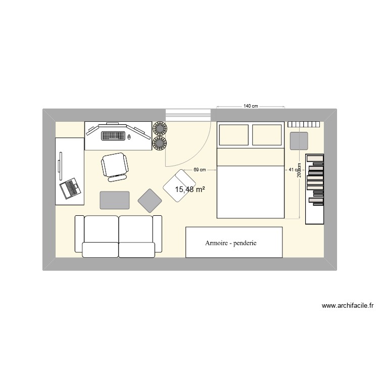 Elizalaplusbelle OLD - Plan 1 pièce 15 m2 dessiné par Sinyaa