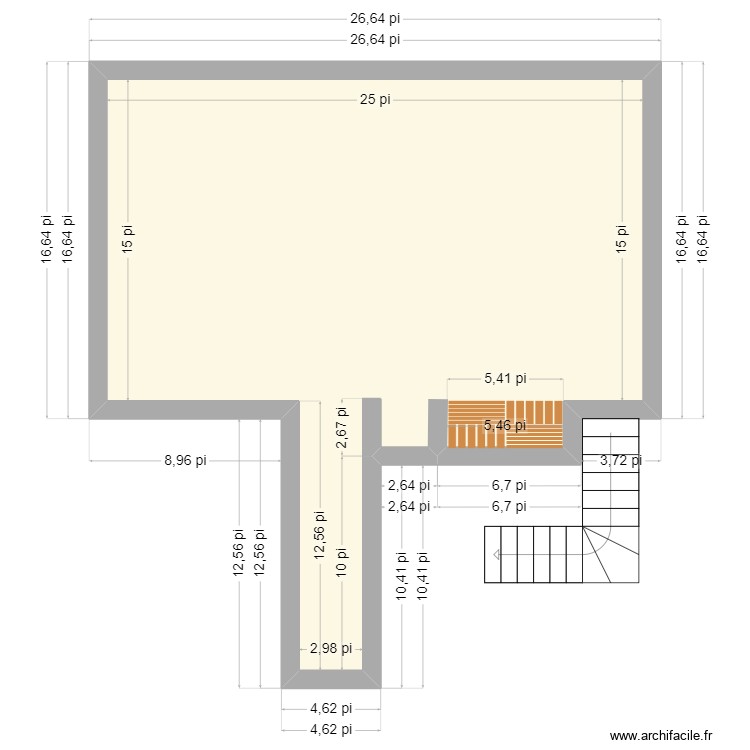 sous-sol - Plan 1 pièce 40 m2 dessiné par clepine13