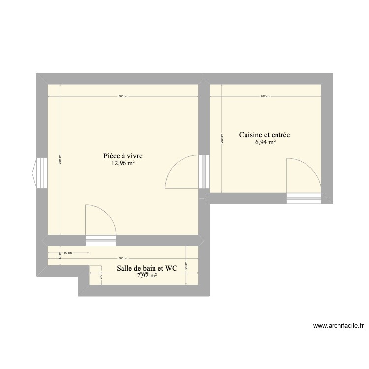 Plan appart final - Plan 3 pièces 23 m2 dessiné par Dante3244
