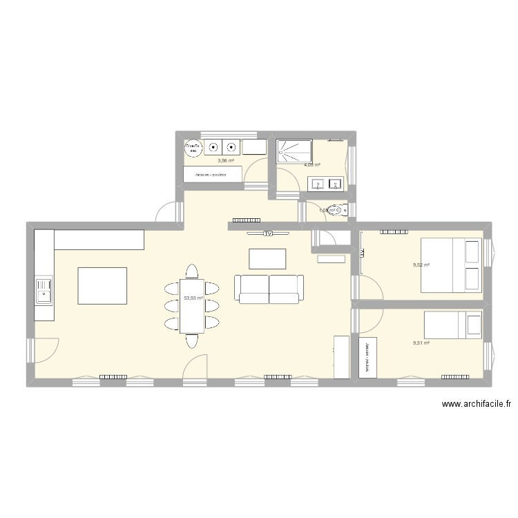 plan provisoir maison - Plan 6 pièces 82 m2 dessiné par stevenchar025