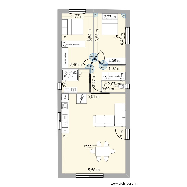 Plan 6 pièces 60 m² – ruisseau du pin – Par cissou1 ️ | ArchiFacile