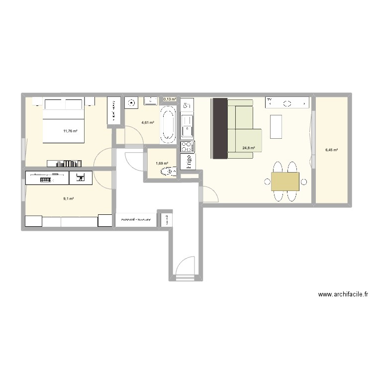 Apartement - Plan 7 pièces 59 m2 dessiné par marionlemaitre76