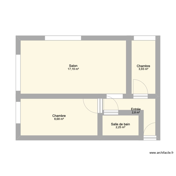 Grand champs - Plan 5 pièces 35 m2 dessiné par M...
