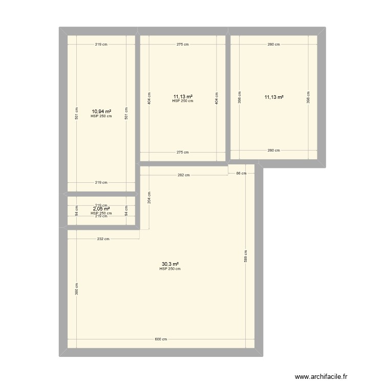 maison en l - Plan 5 pièces 66 m2 dessiné par kayba07140