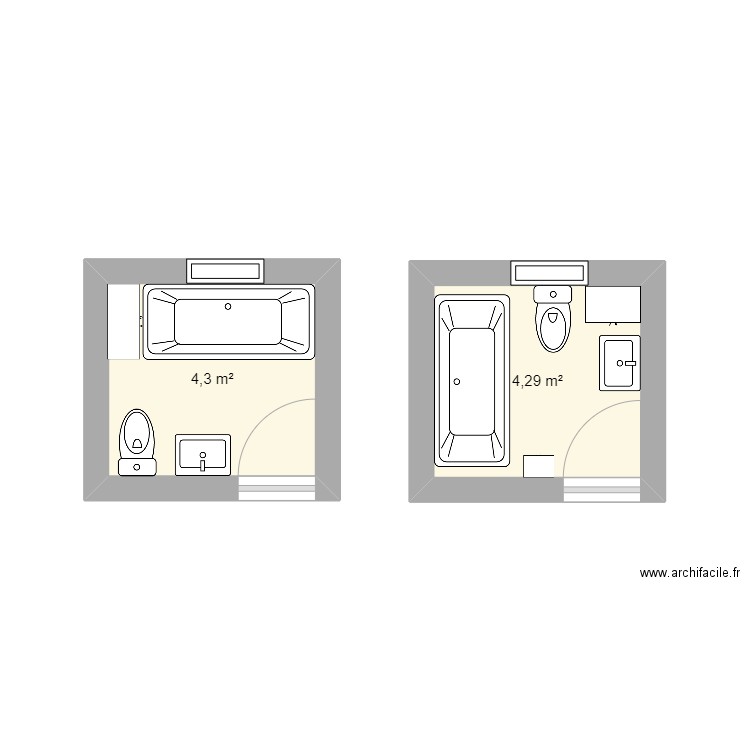 WC MAISON - Plan 2 pièces 9 m2 dessiné par Tristrans