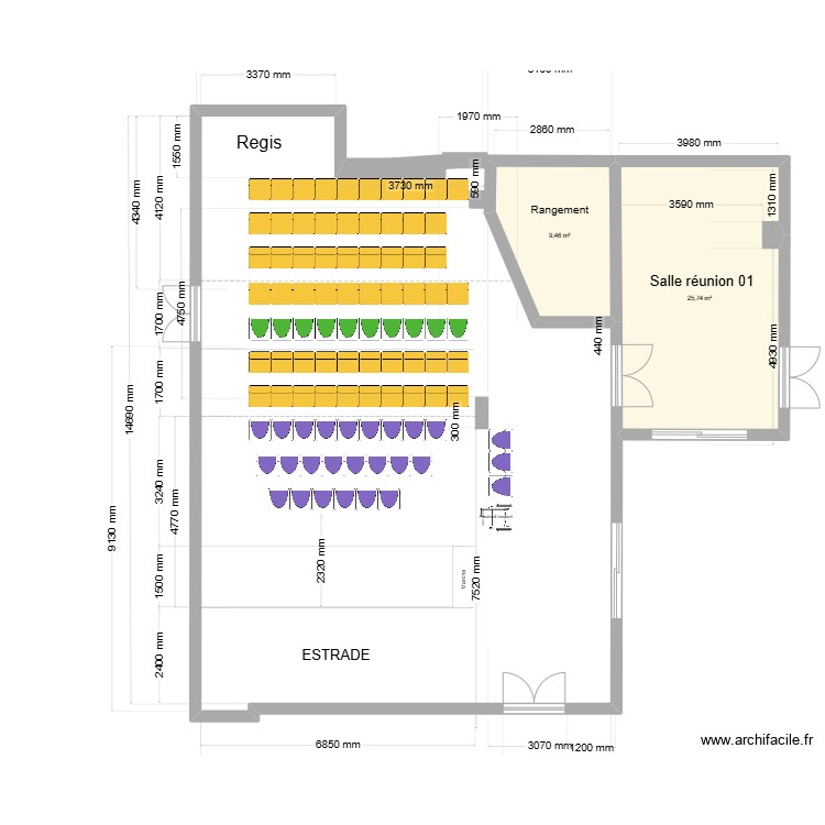 AMPHITHÉÂTRE - AUDITORIUM - Plan 3 pièces 84 m2 dessiné par MNE75012