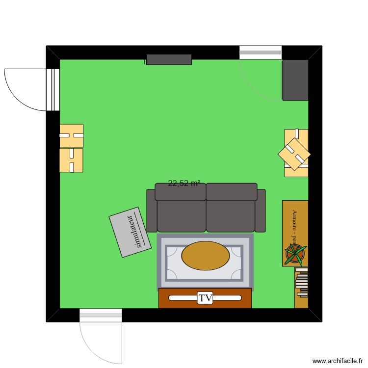 mon setup - Plan 1 pièce 23 m2 dessiné par cestcocojojo