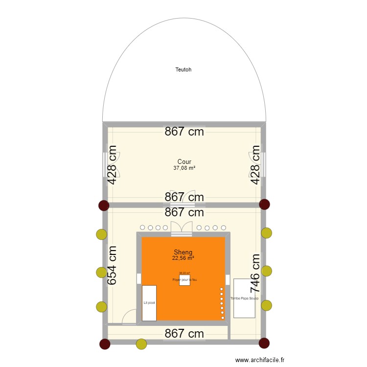 Premier plan Sheng Defo Tamcha - Plan 3 pièces 124 m2 dessiné par ksouop