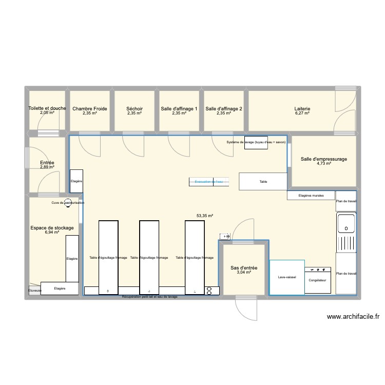 Fromagerie - Plan 9 pièces 91 m2 dessiné par LauGi73
