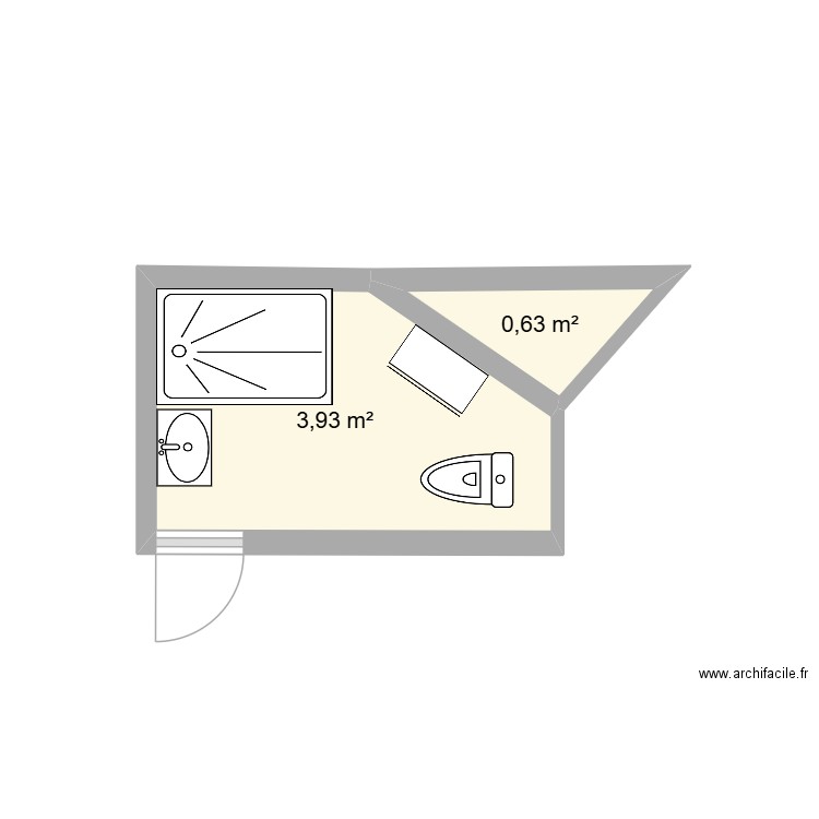 sdb - Plan 2 pièces 5 m2 dessiné par nadper