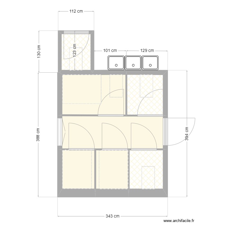 plan bloc sanitaire - Plan 7 pièces 12 m2 dessiné par yami21