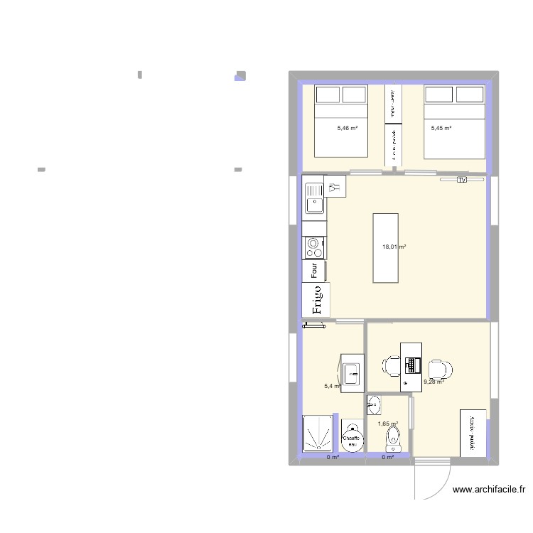 Dorian - Plan 15 pièces 51 m2 dessiné par laetitia...