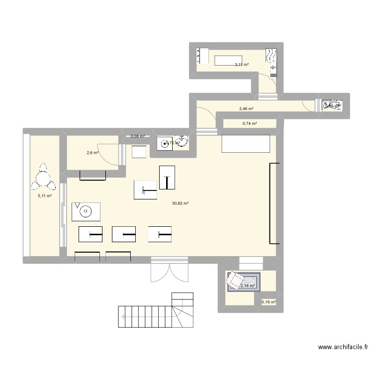 Line couture - Plan 11 pièces 48 m2 dessiné par JOJOll