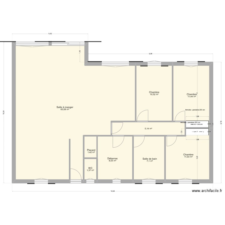 maison plain pied 120m2 - Plan 9 pièces 121 m2 dessiné par nono62730