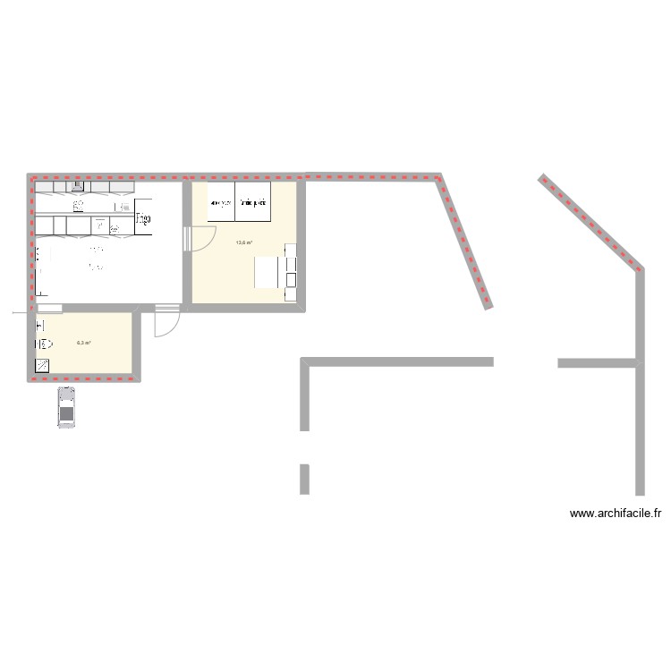 loft - Plan 2 pièces 20 m2 dessiné par mauro62