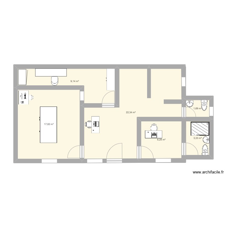 Dentiste - Plan 6 pièces 61 m2 dessiné par Abdelaali19
