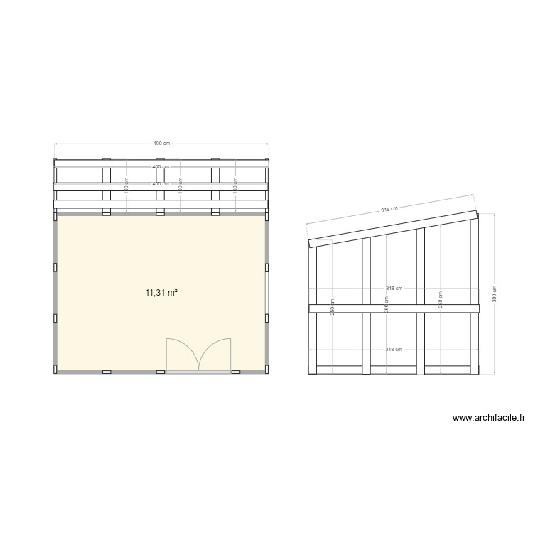 cabane - Plan 1 pièce 11 m2 dessiné par Ocosteau