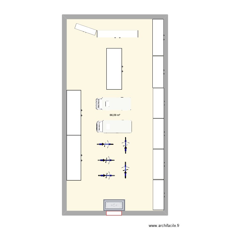 Plan merch - Plan 1 pièce 66 m2 dessiné par ishaq91