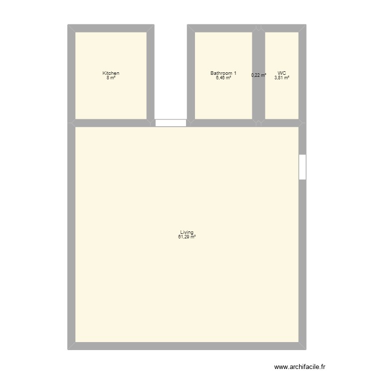 Aprt Cairo - Plan 5 pièces 80 m2 dessiné par Lefred10