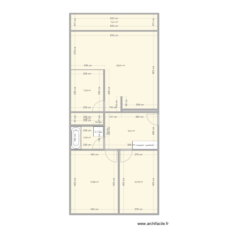 plan appart - Plan 9 pièces 89 m2 dessiné par Scipion9997