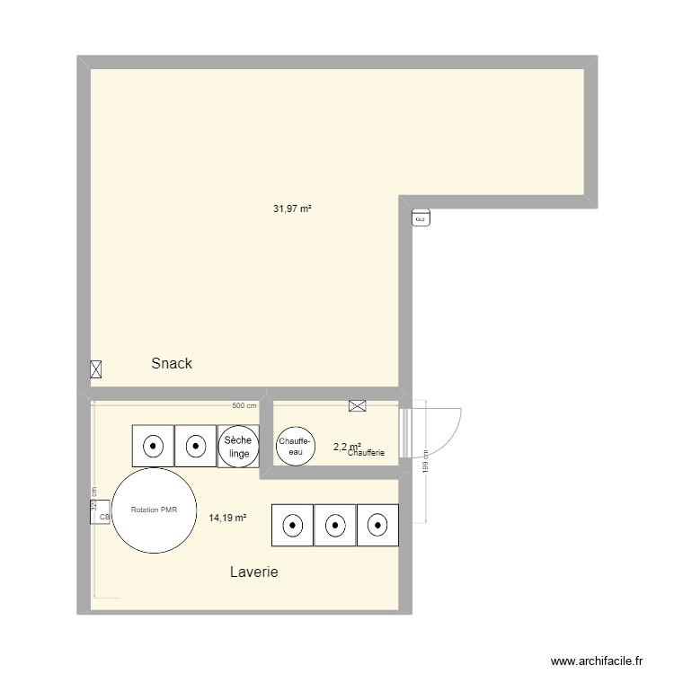 laverie - Plan 3 pièces 48 m2 dessiné par jonesdesplanches83630
