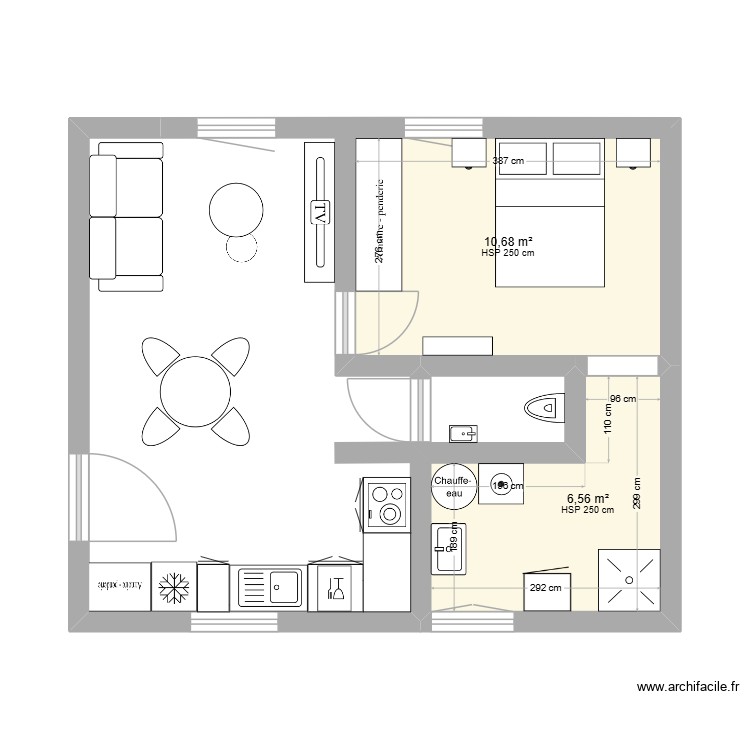 Plan 3 pièces 17 m² – Fil rouge 2 – Par SLou1 ️ | ArchiFacile