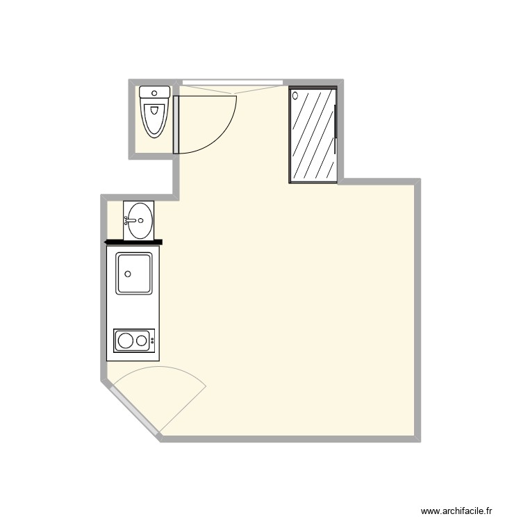 Loge - Plan 2 pièces 14 m2 dessiné par costarib72
