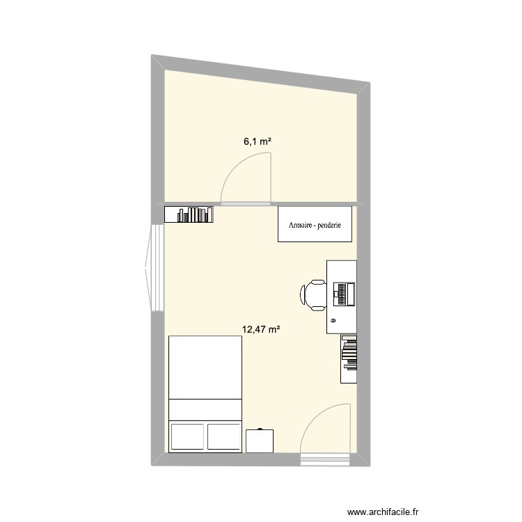 Thomas - Plan 2 pièces 19 m2 dessiné par Annekat13